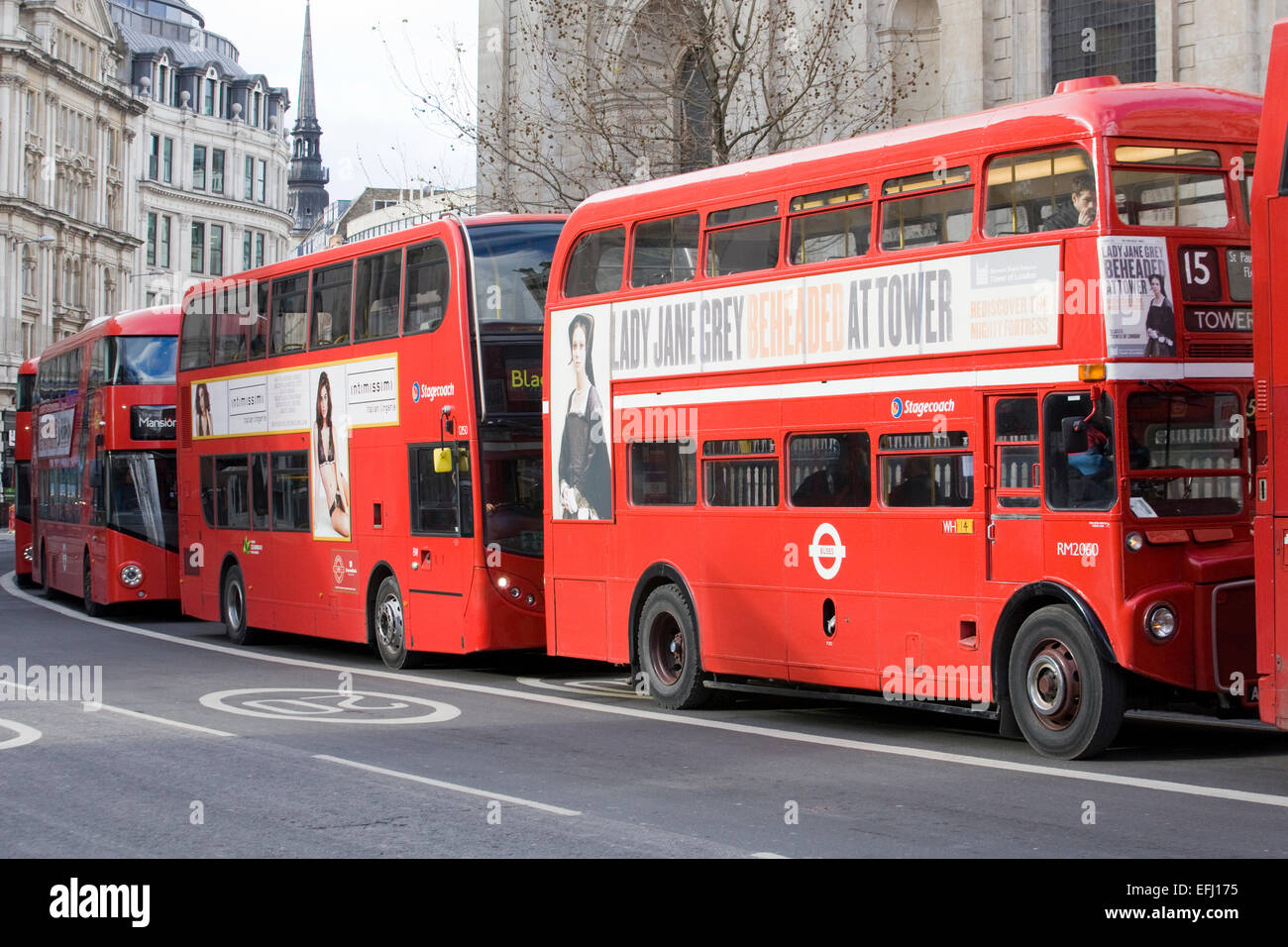 London Double decker bus advertising "Lady Jane Grey Stock Photo - Alamy