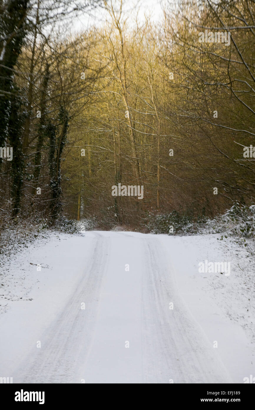 snow covered Country road Stock Photo - Alamy