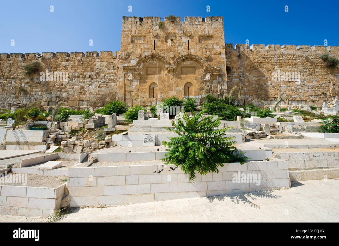 The Golden Gate on the east-side of the Temple Mount of Jerusalem Stock ...