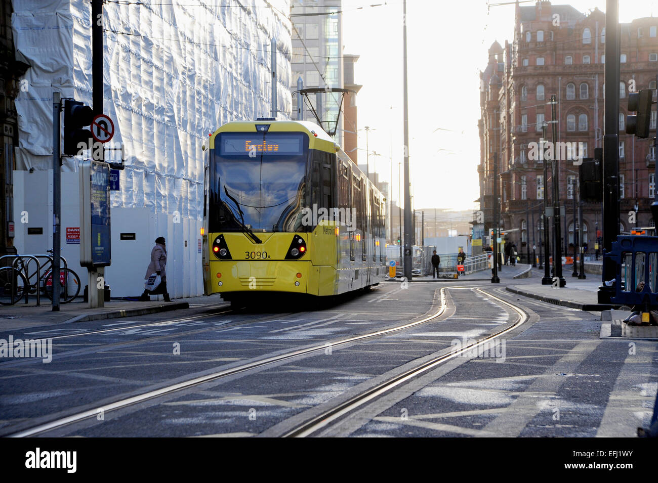 Manchester Lancashire UK - City centre trams Stock Photo - Alamy