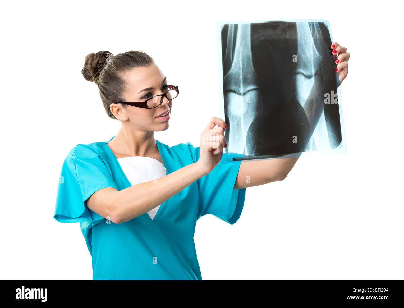 Beautiful radiologist, with X-ray image Stock Photo - Alamy