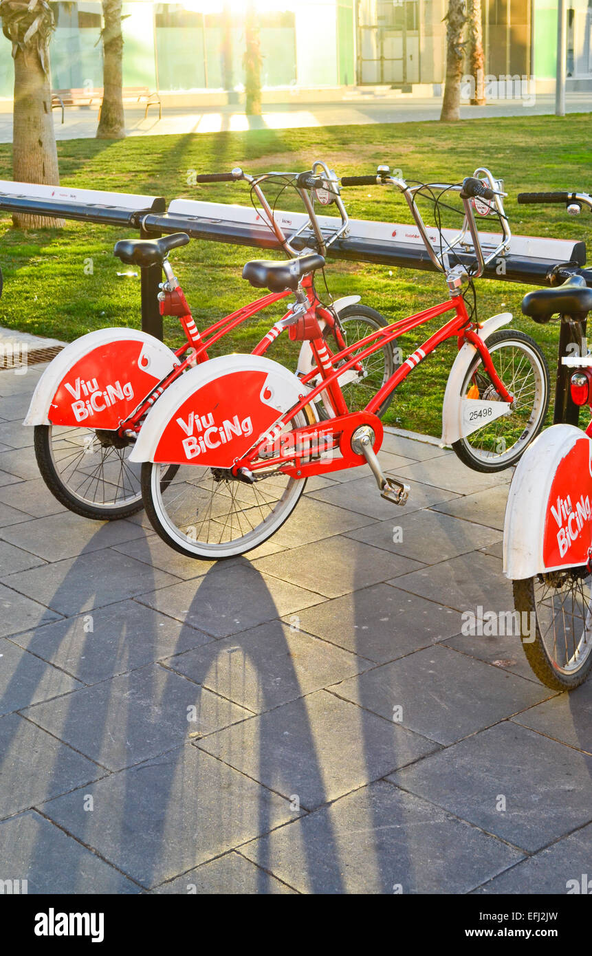 Public bicycles transport. Bicing station. Barcelona, Catalonia, Spain ...