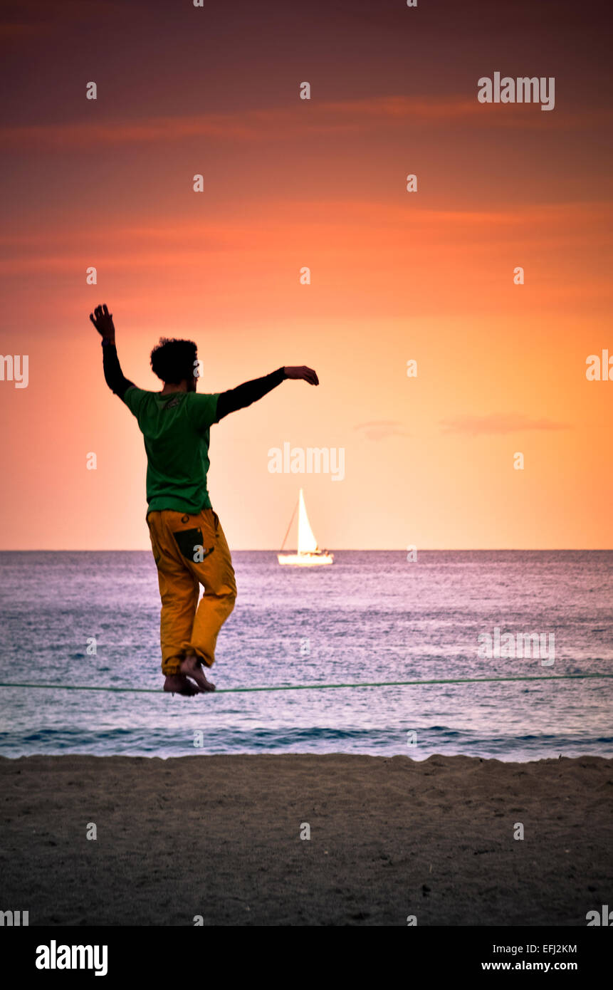 Tightrope walking balance hi-res stock photography and images - Alamy