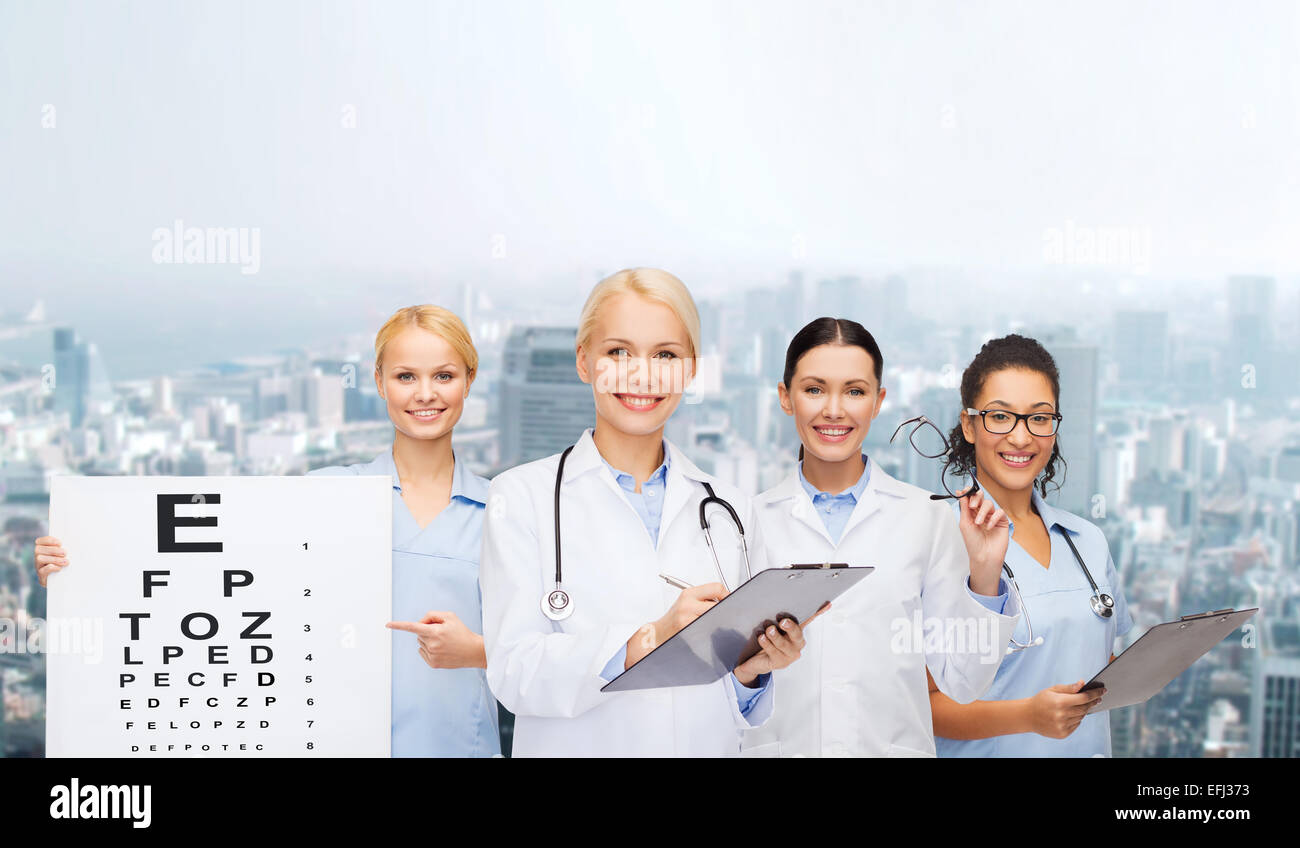 smiling female eye doctors and nurses Stock Photo - Alamy