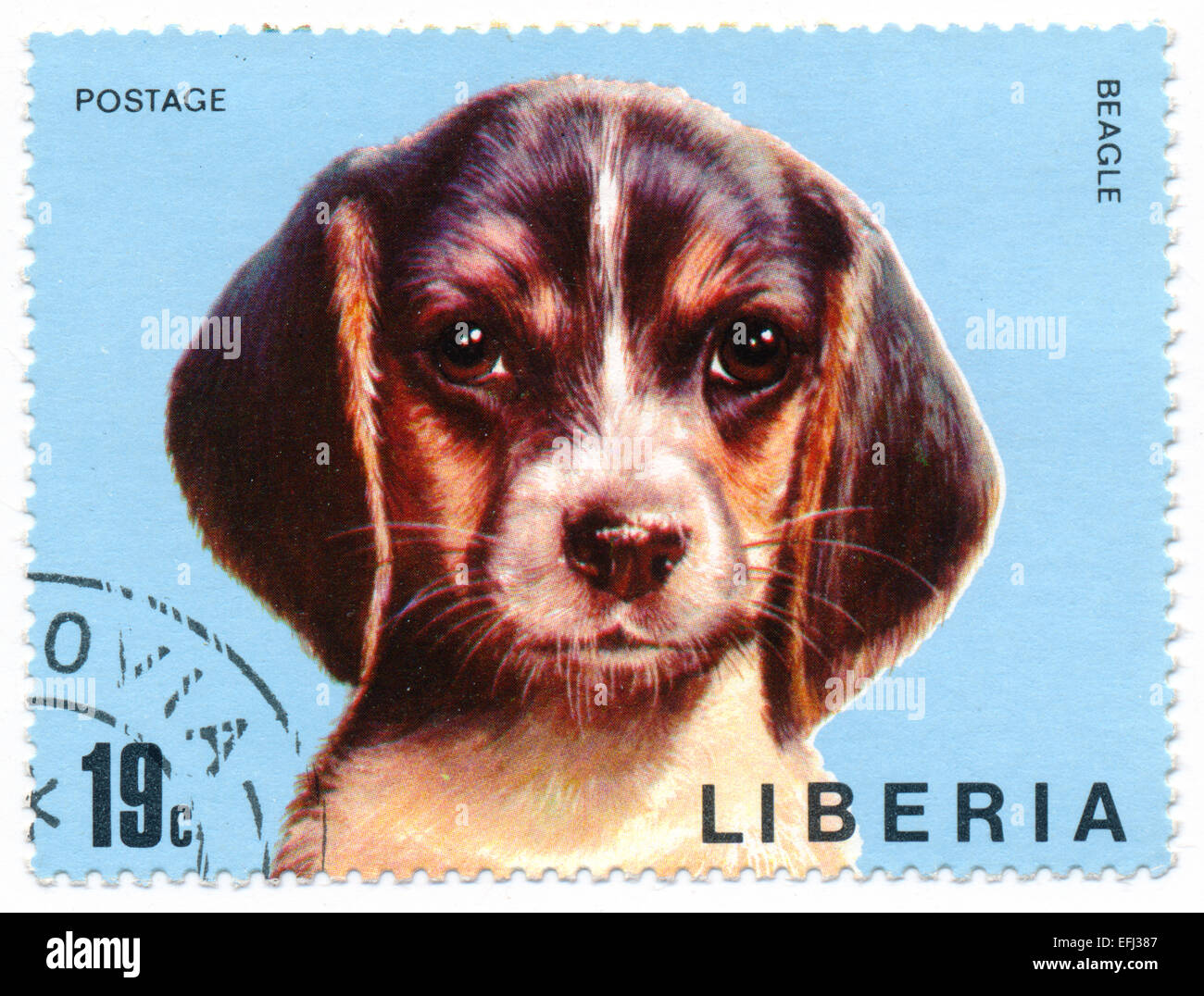 LIBERIA - CIRCA 1972: Postage stamp printed in Liberia showing dog ...