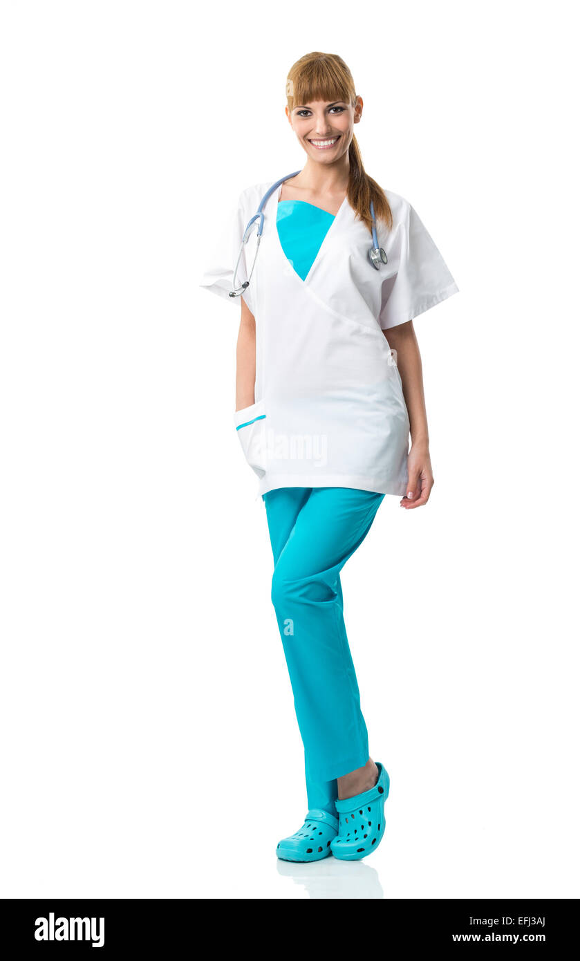 Young worker in blue Cut Out Stock Images & Pictures - Alamy