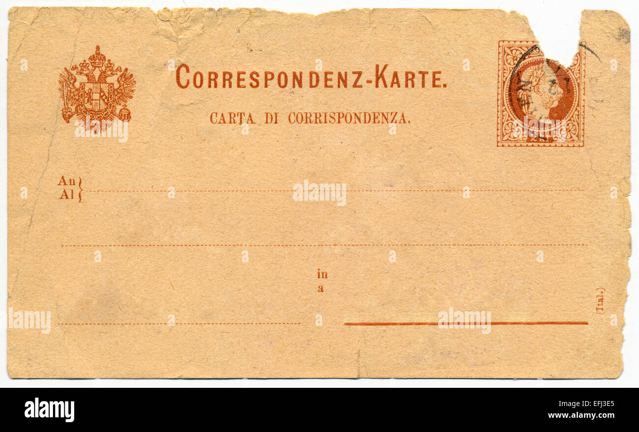 Vintage aged old, torn, empty postcard Stock Photo - Alamy
