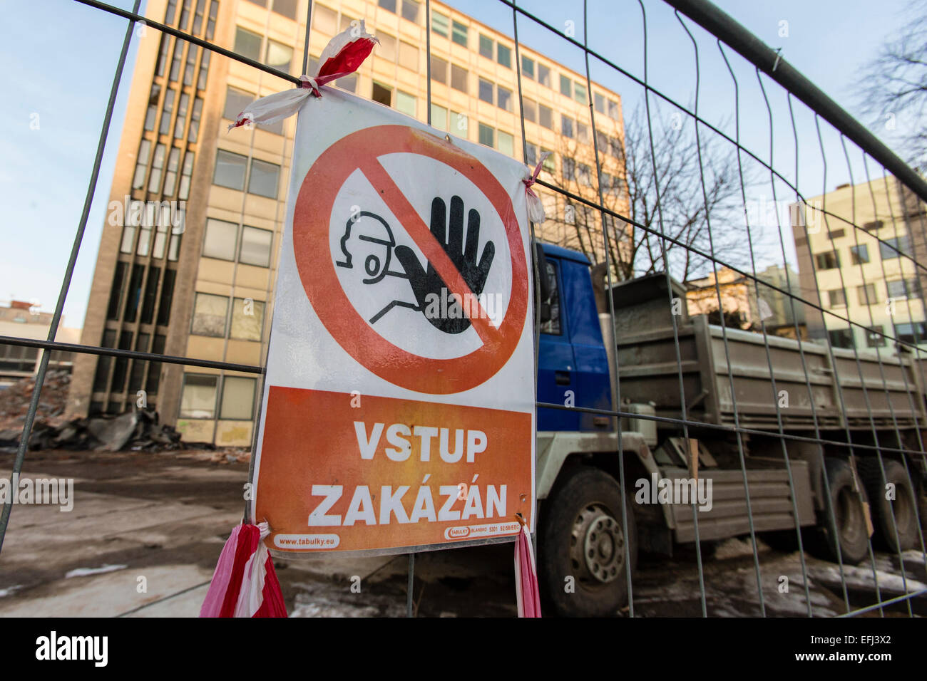 no entry sign, demolition, hish-rise building, administrative building ...