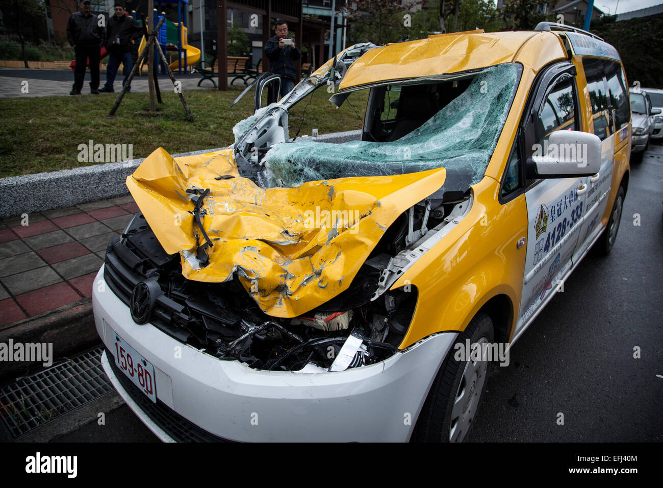 A wreckage of a car hit by an airplane Stock Photo - Alamy