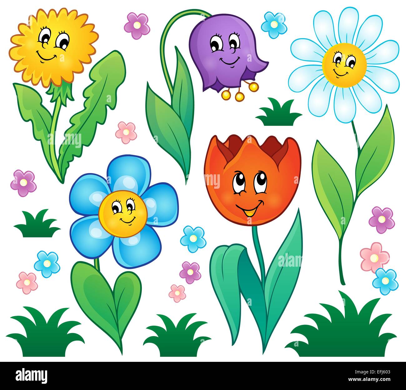 Cartoon flowers collection 4 - picture illustration Stock Photo - Alamy