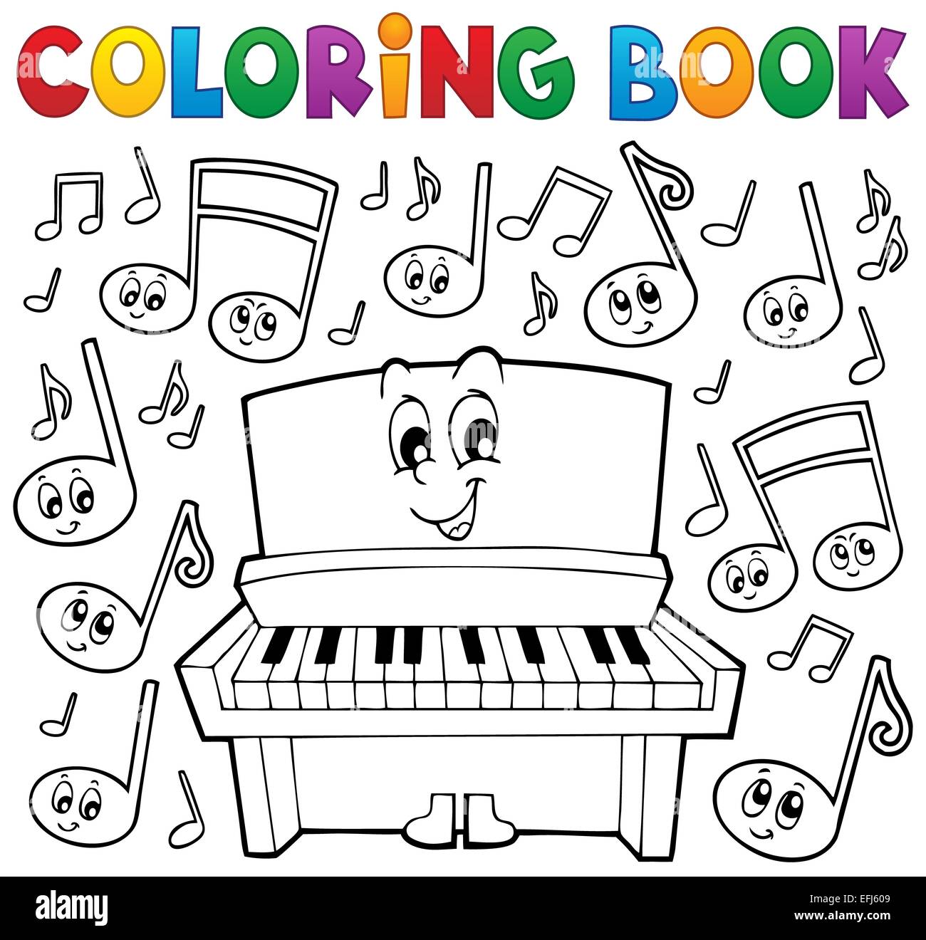 Coloring book music theme image 1 - picture illustration Stock Photo ...