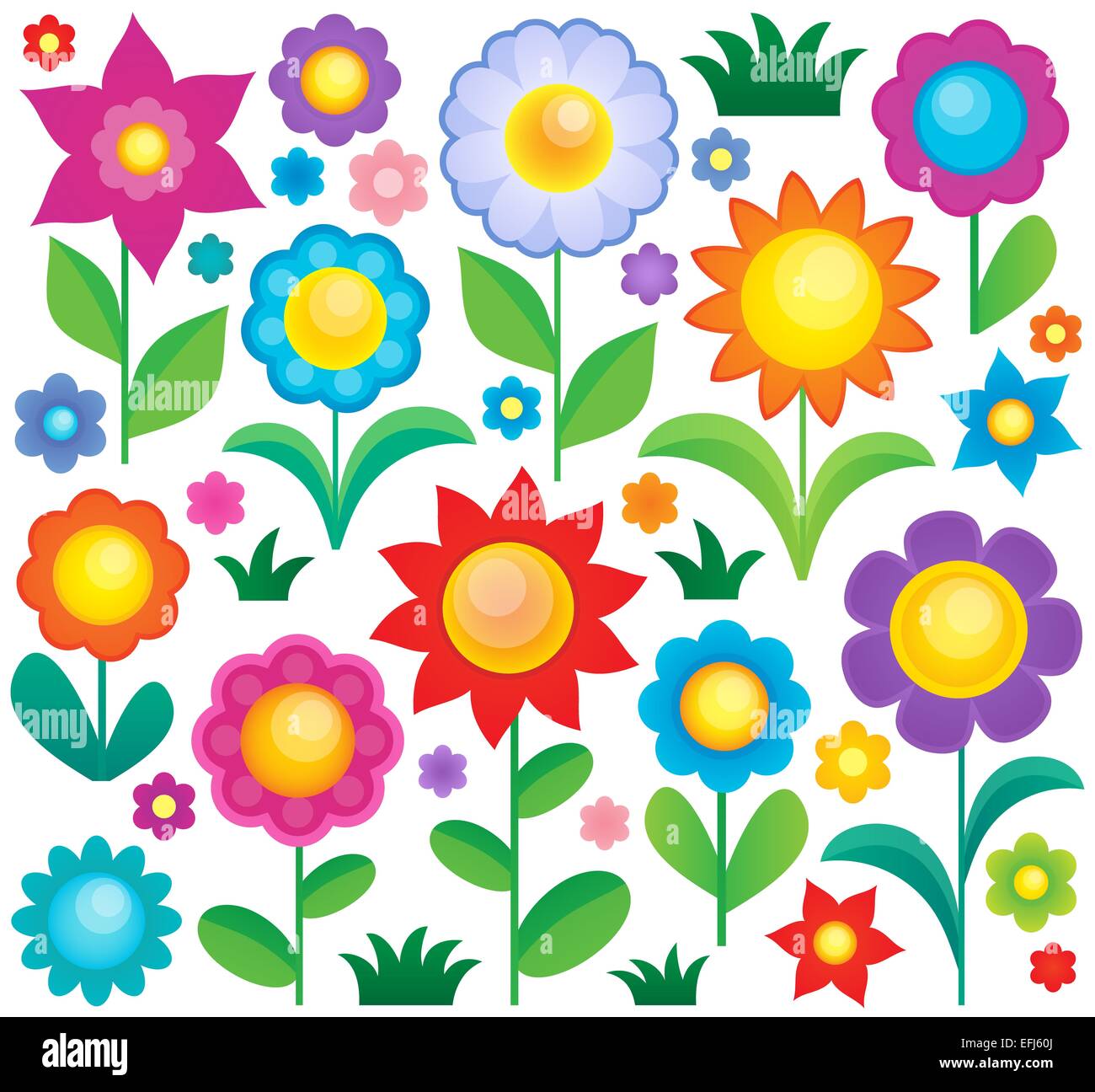 Flower theme collection 1 - picture illustration Stock Photo - Alamy