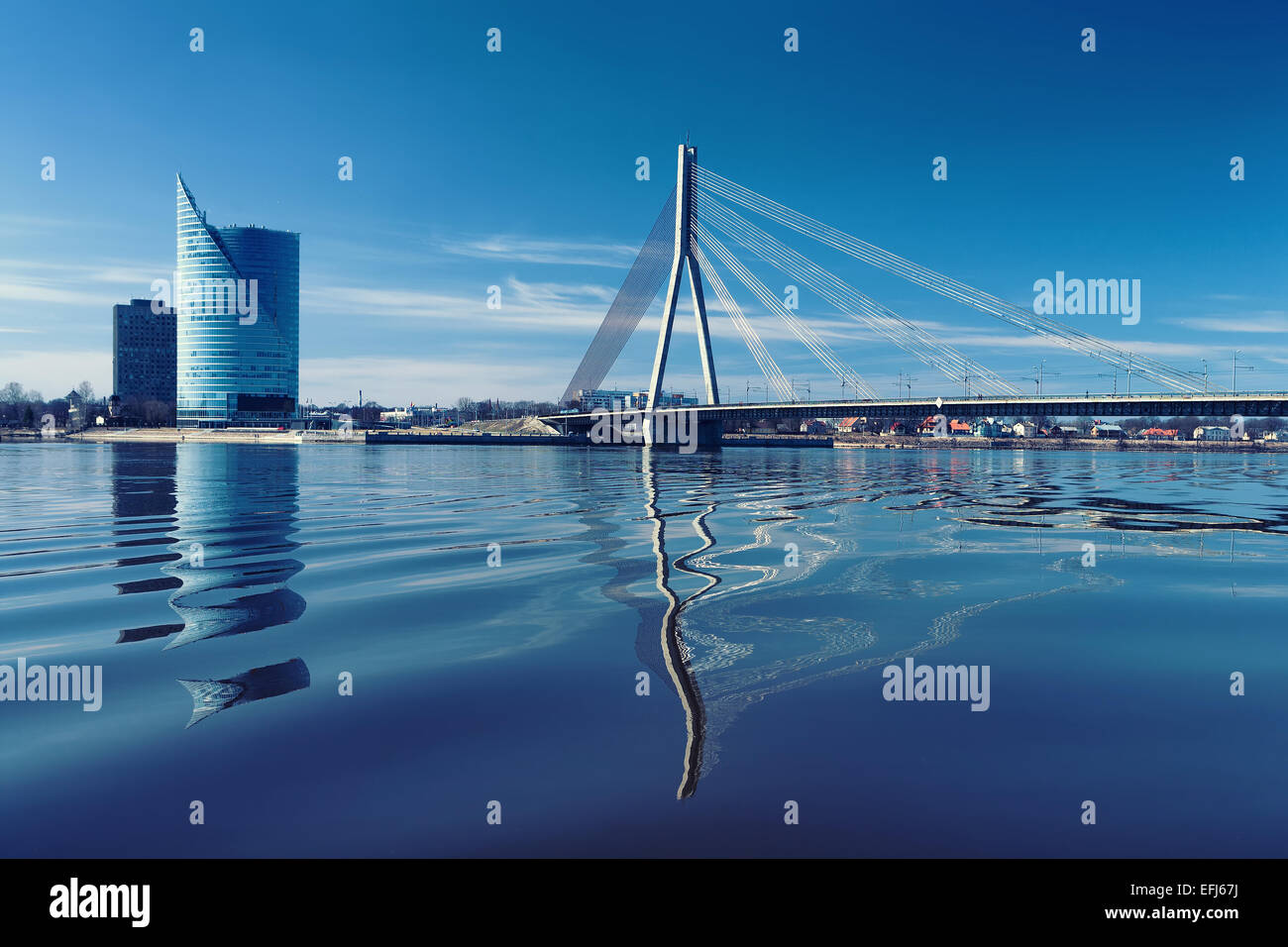 Riga famous cable bridge silhouette hi-res stock photography and images ...