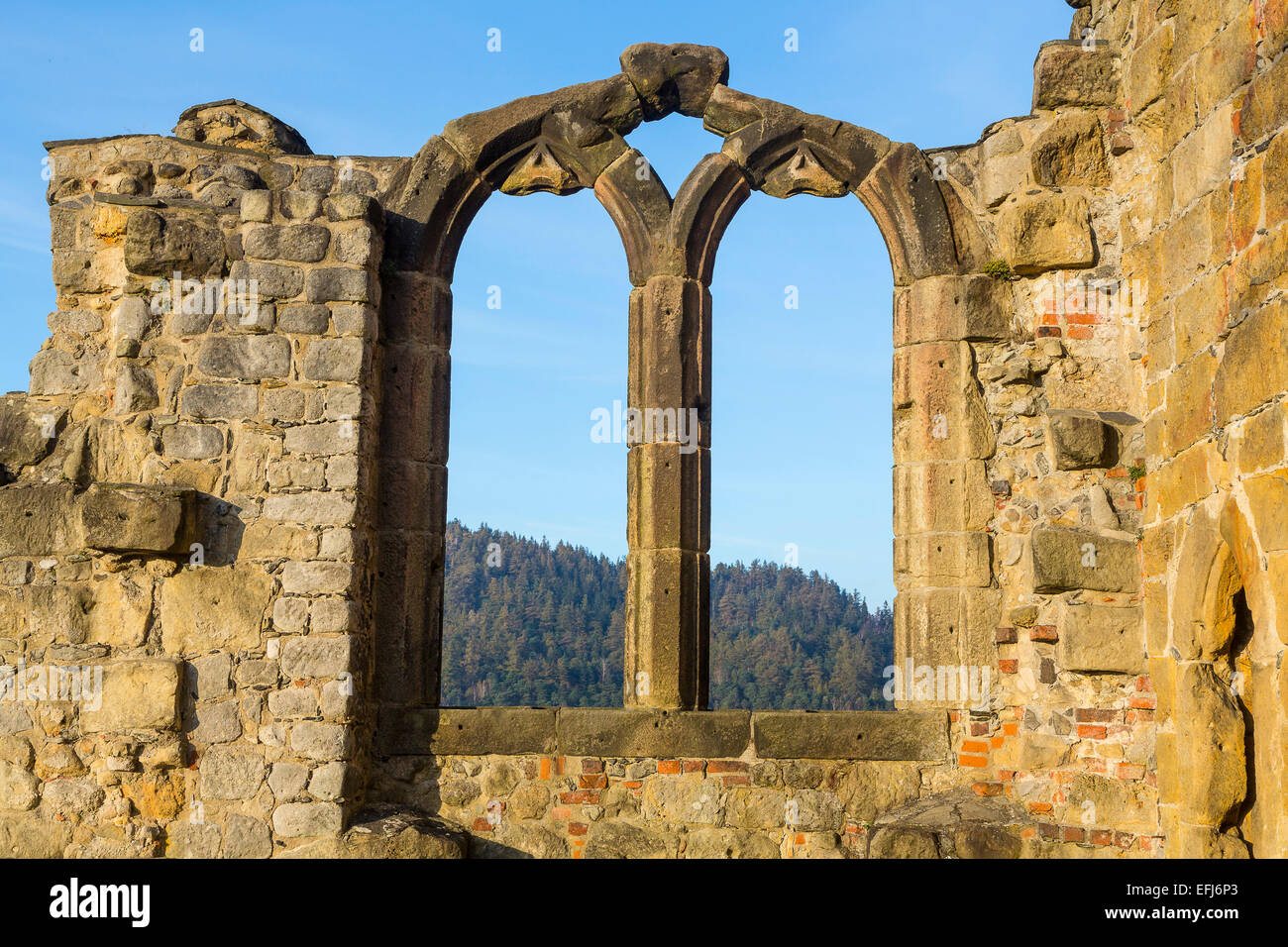 Library window of the Roman ruined monastery on Mount Oybin, Oybin ...