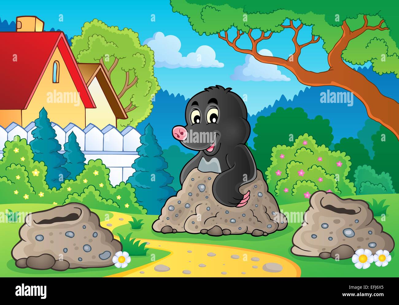 Happy mole theme image 2 - picture illustration Stock Photo - Alamy