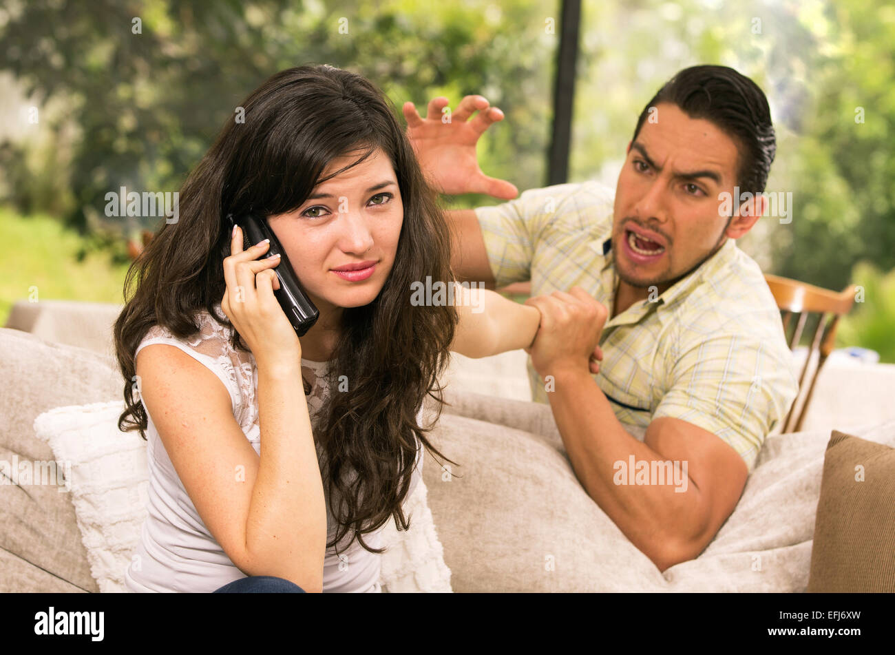 married couple fighting at home Stock Photo - Alamy