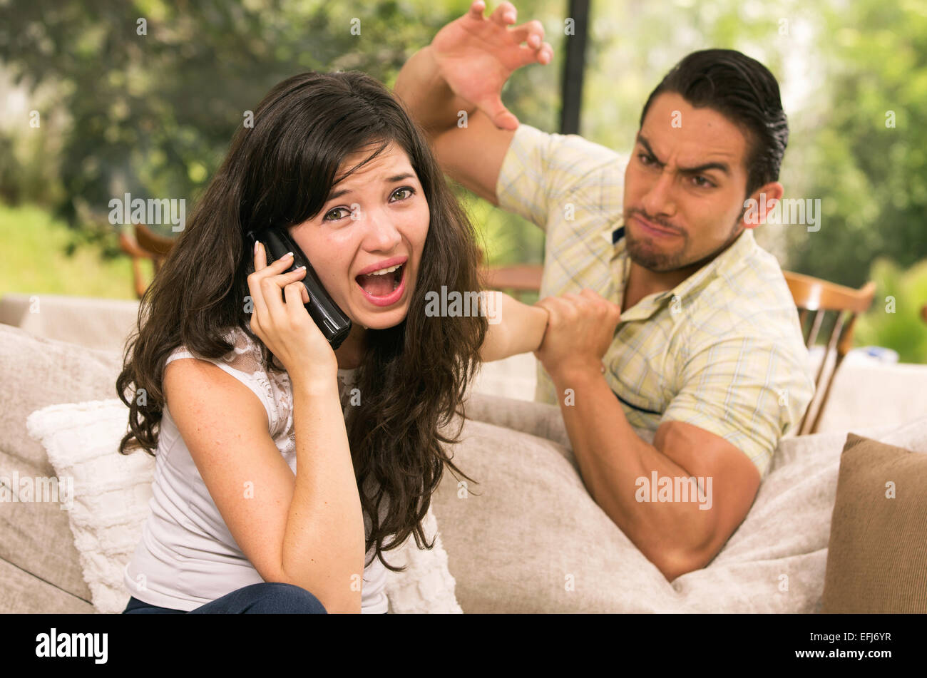 married couple fighting at home Stock Photo - Alamy