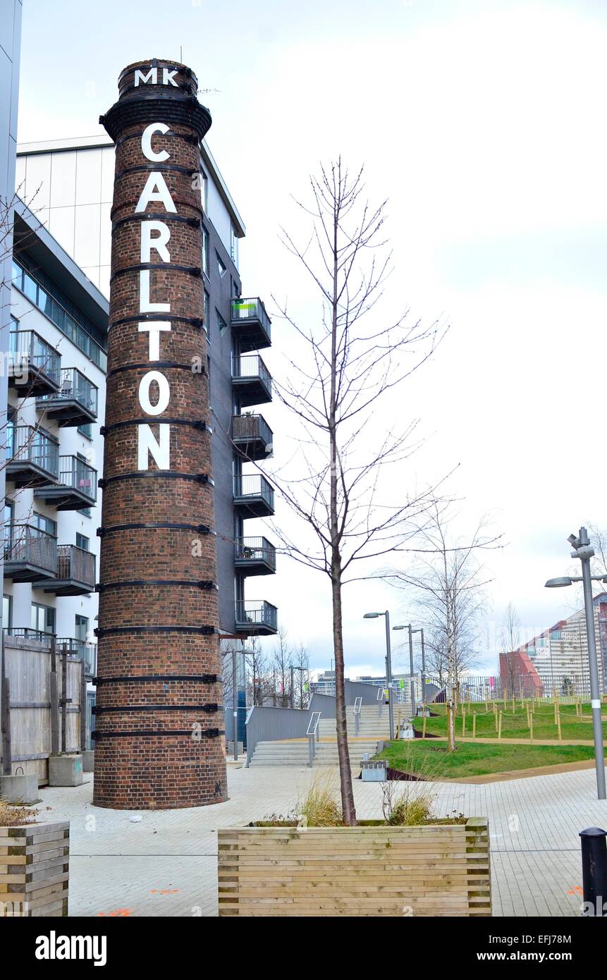 A Chimney and New Apartment Block and Bridge in Hackney Wick, Crossing ...