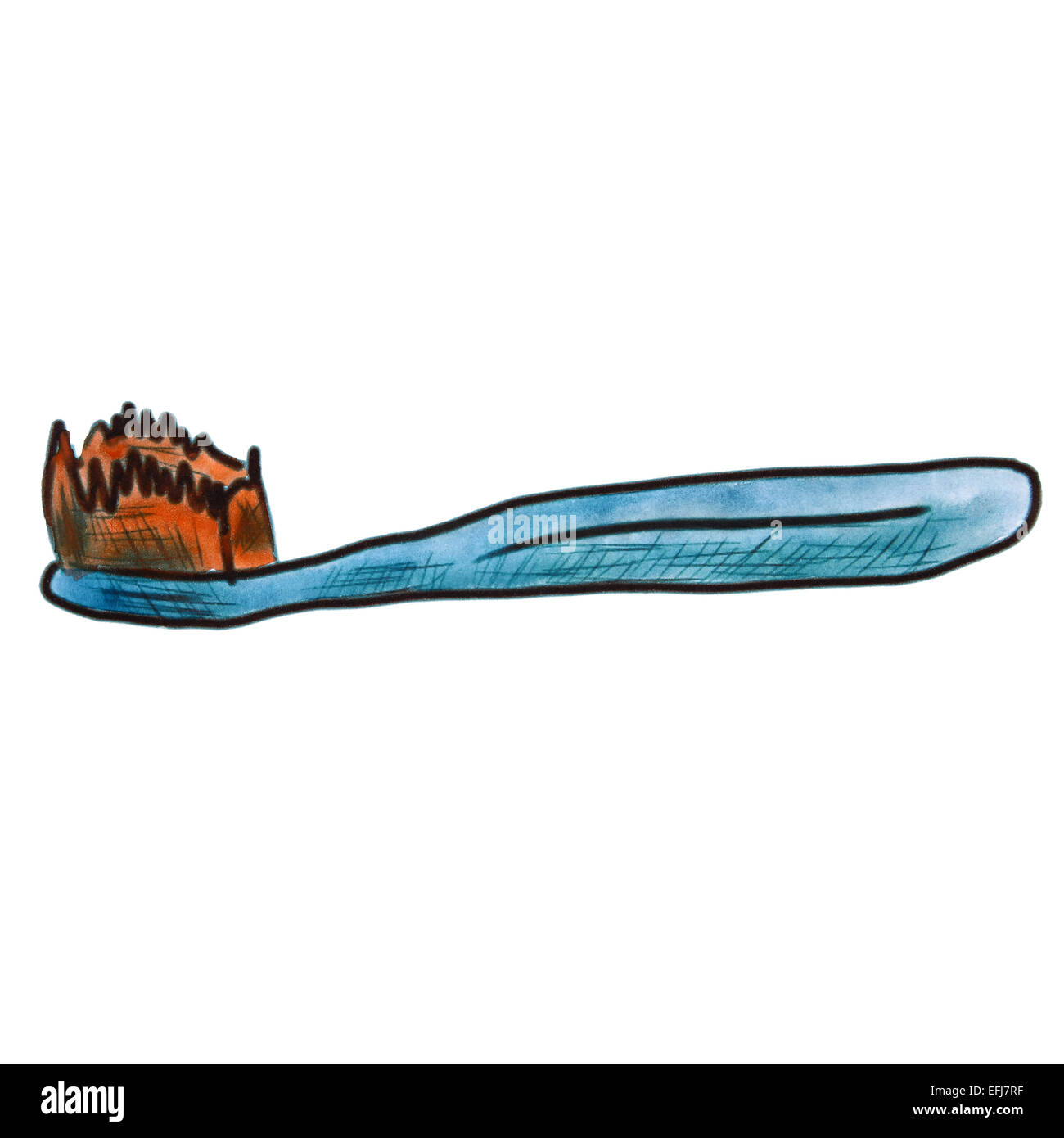 watercolor toothbrush blue cartoon figure, isolated white background ...