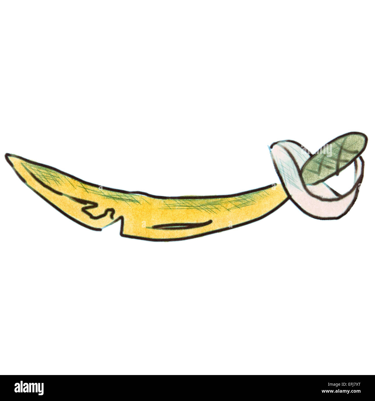 watercolor blade yellow cartoon figure, isolated white background Stock ...