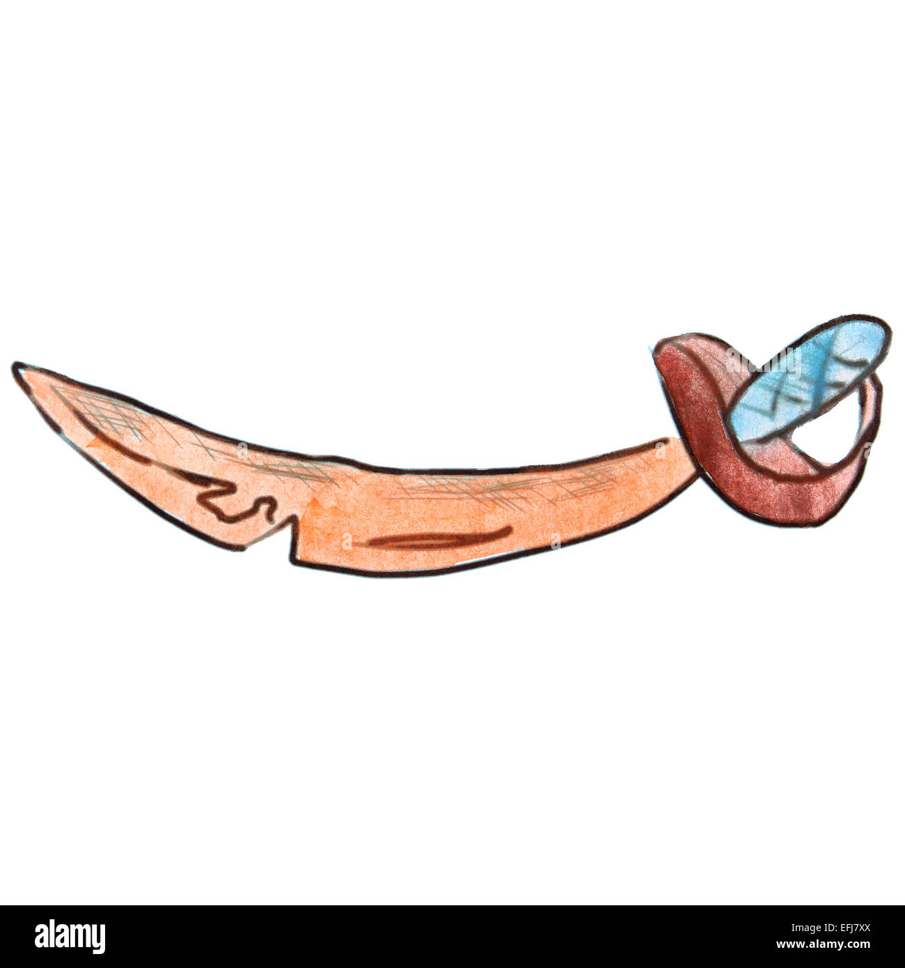 watercolor blade orange cartoon figure, isolated white background Stock ...