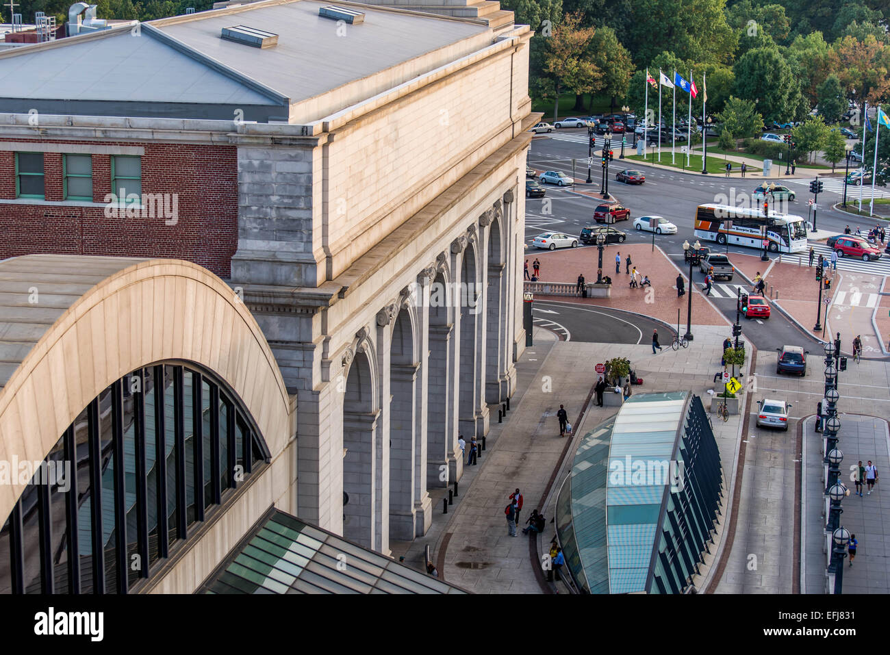Washington, DC - Union Station aerial view of the side Stock Photo - Alamy