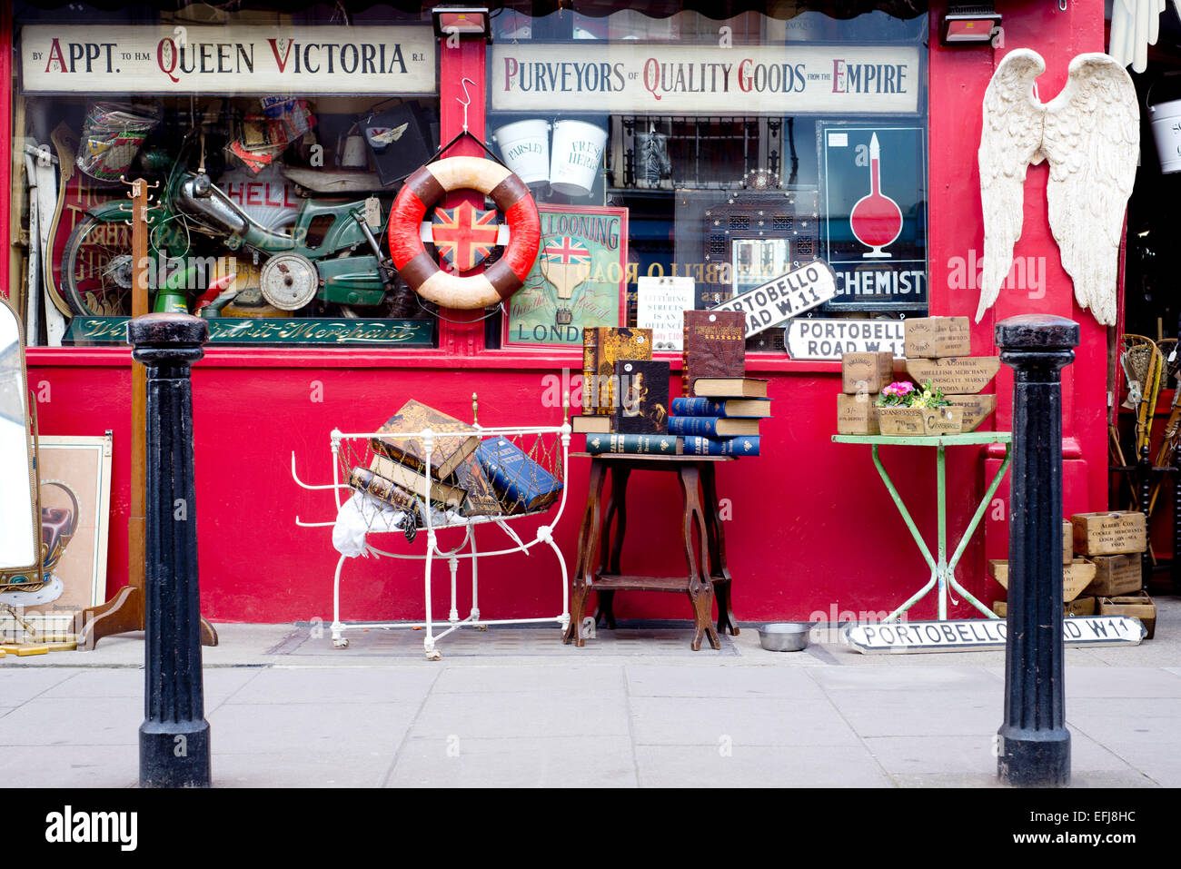Portobello market traditional English goods for sale Stock Photo - Alamy