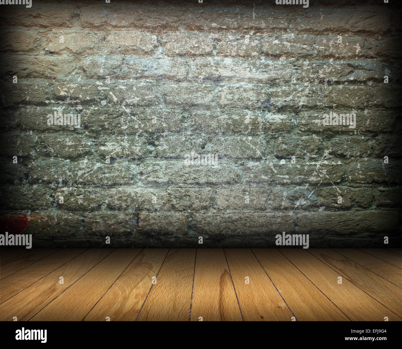 distressed room interior backdrop with old weathered brick wall and ...