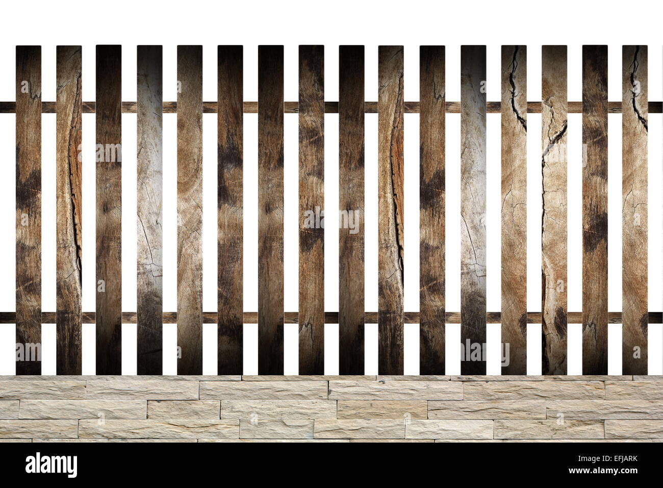 isolated old weathered wood fence for your design Stock Photo - Alamy