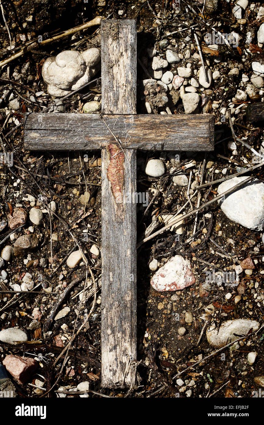 Close up shot of crosses in the Hill of Crosses a famous site of ...