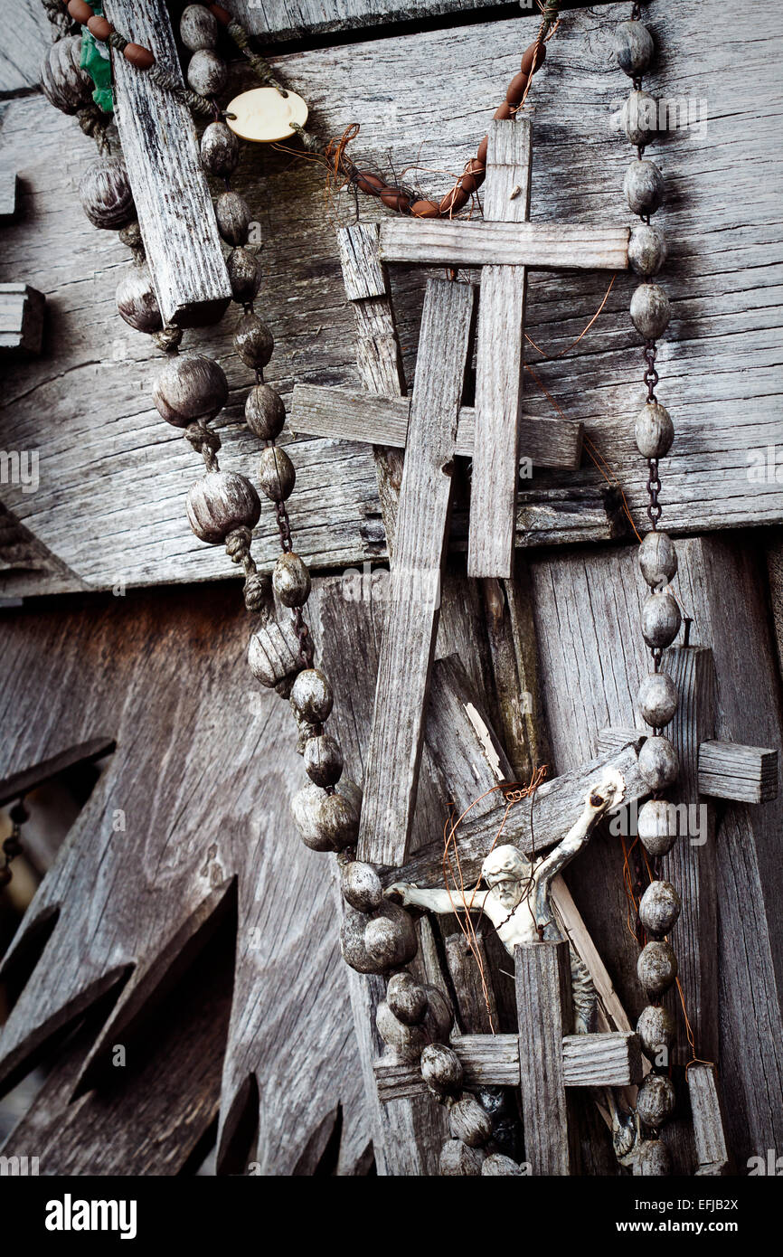 Close up shot of crosses in the Hill of Crosses a famous site of ...