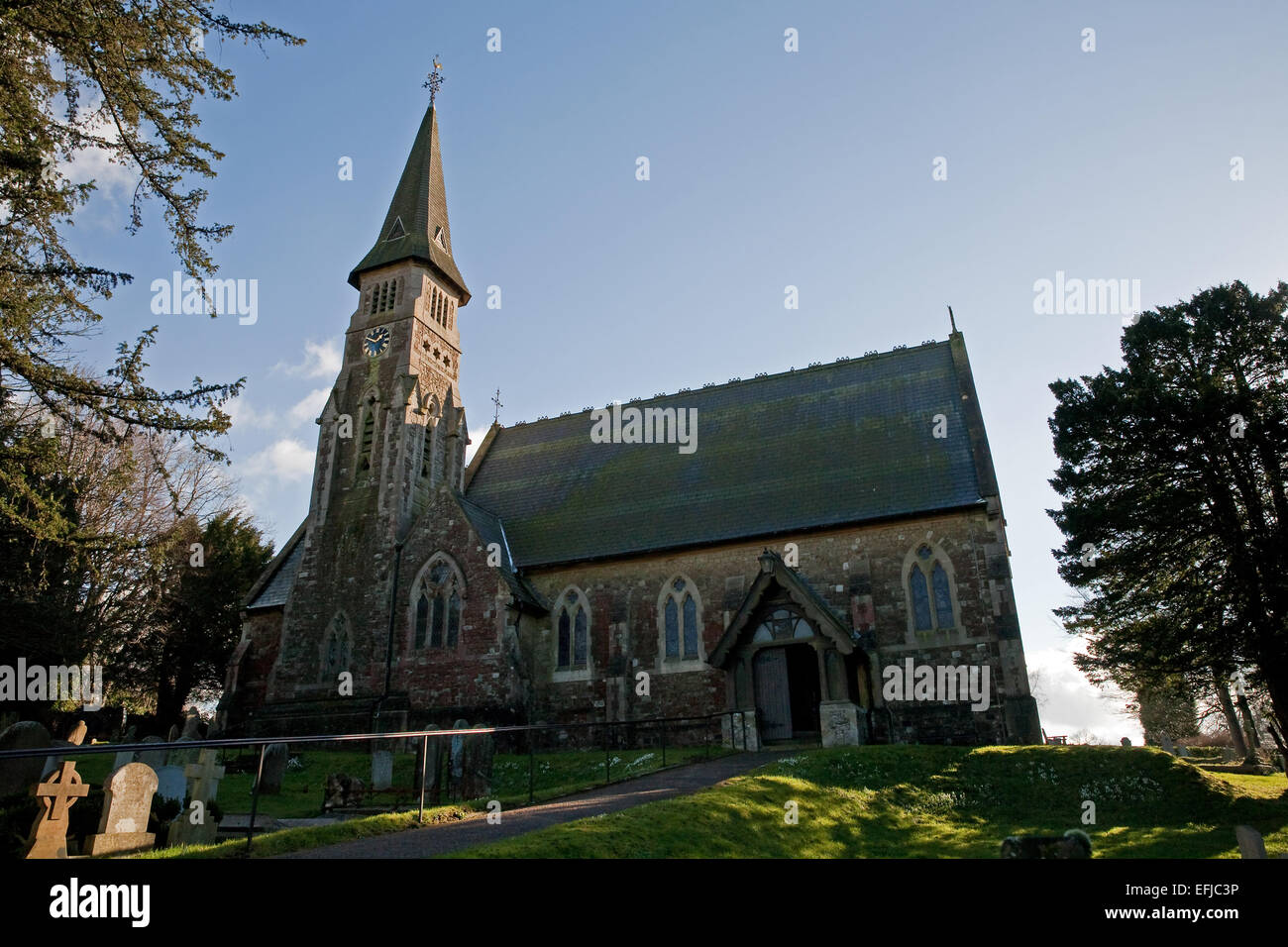 Blue skies over St Mary's Church in Ide Hill in Kent Stock Photo - Alamy
