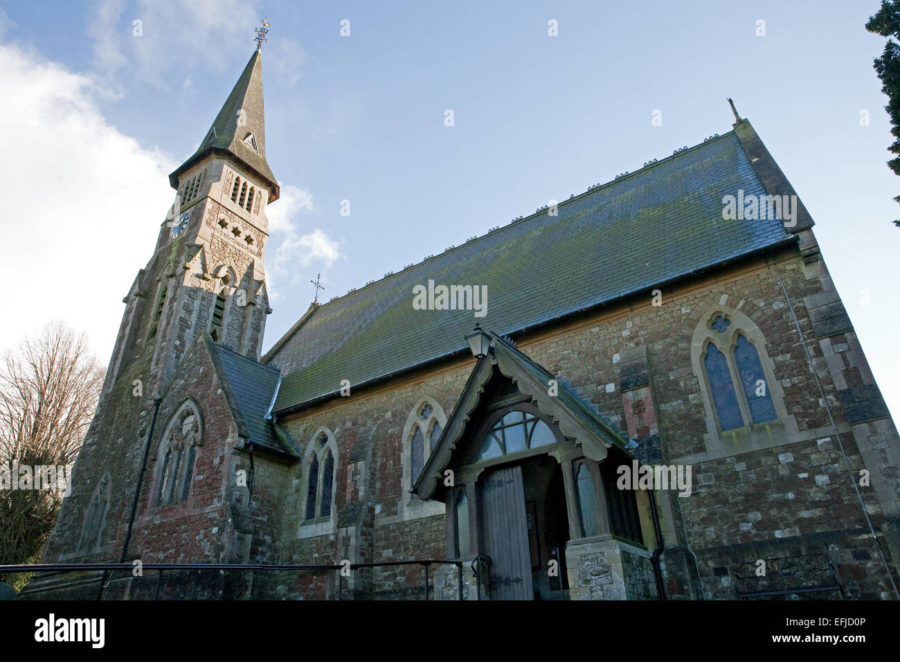 Blue skies over St Mary's Church in Ide Hill in Kent Stock Photo - Alamy