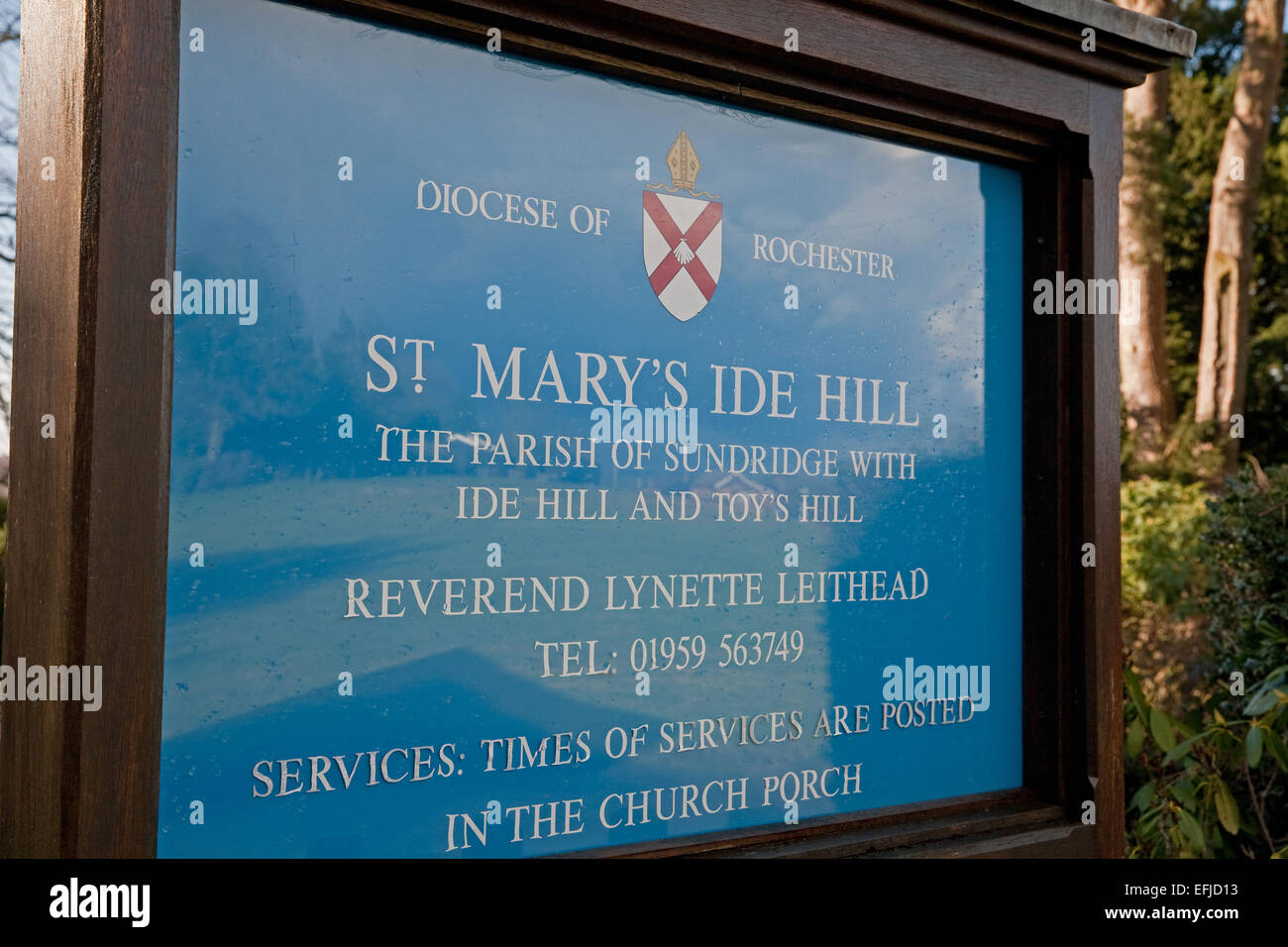 St Mary's Church sign in Ide Hill Kent Stock Photo - Alamy