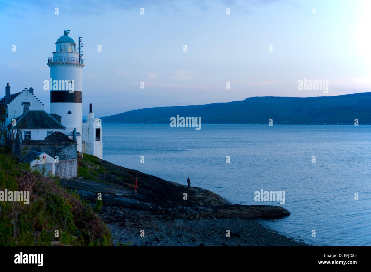 The cloch Lighthouse at sunset. Cloch or Cloch Point (Scottish Gaelic ...