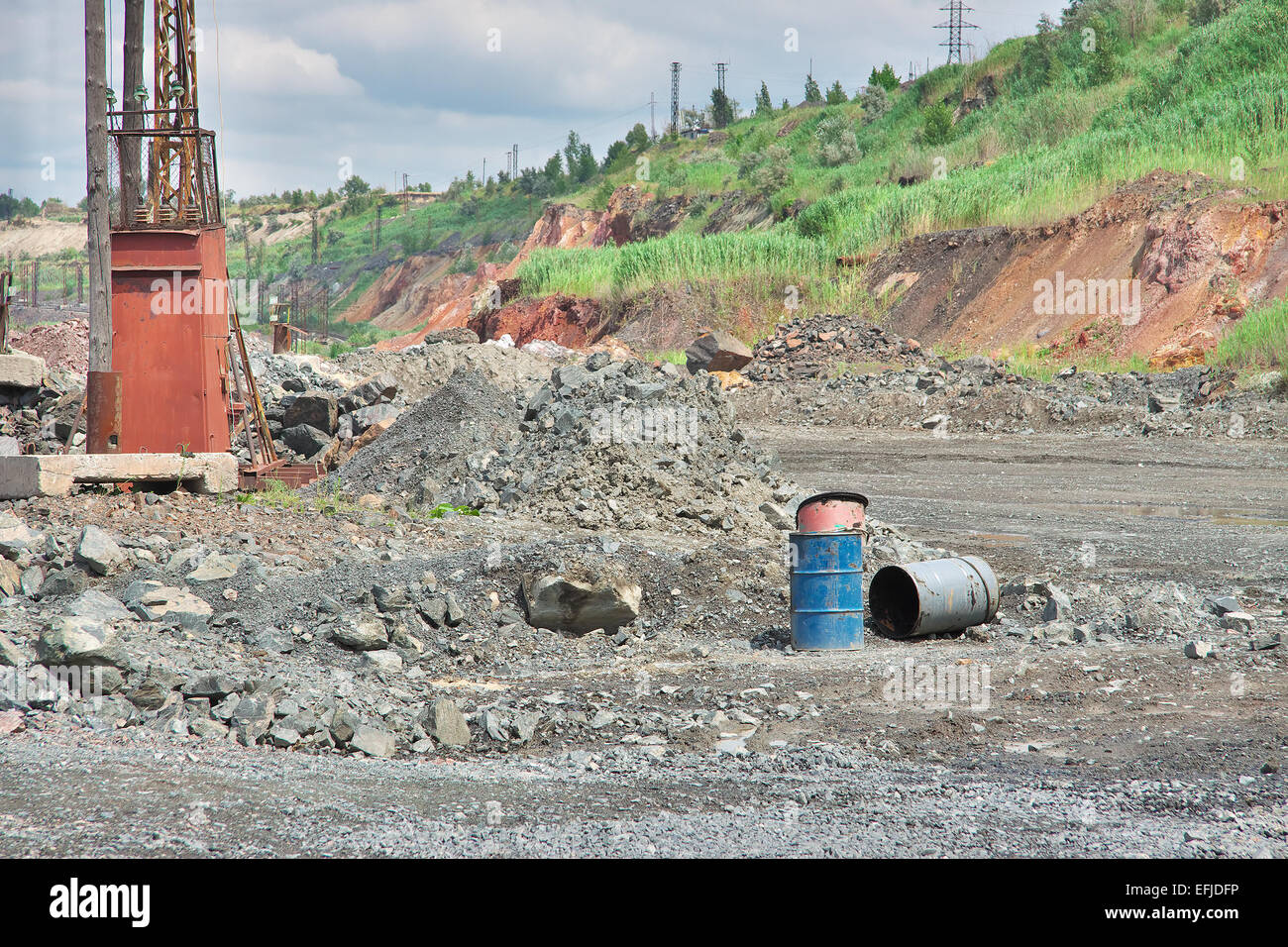 Iron ore opencast mining - details inside the pit Stock Photo - Alamy
