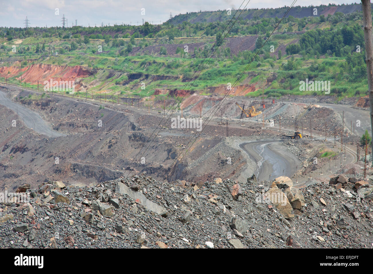 Iron ore opencast mining - close up view of the pit from the top Stock ...