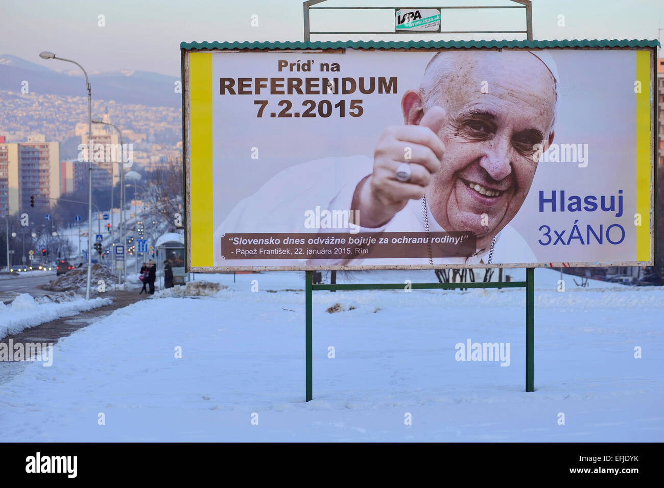 A billboard depicting Pope Francis with his thumb up located at ...