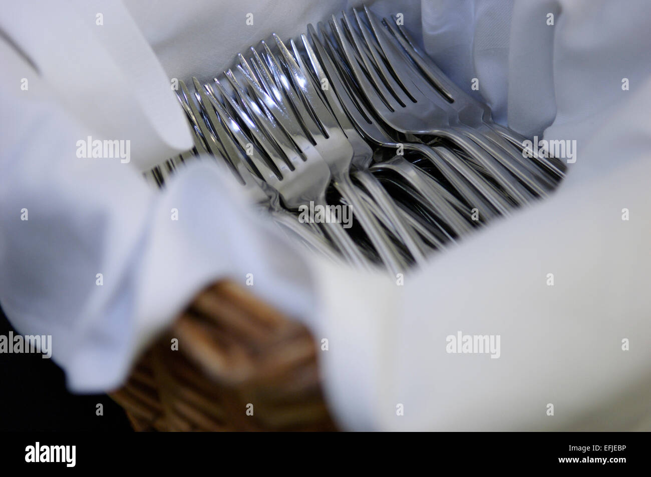 Silver service, forks Stock Photo - Alamy