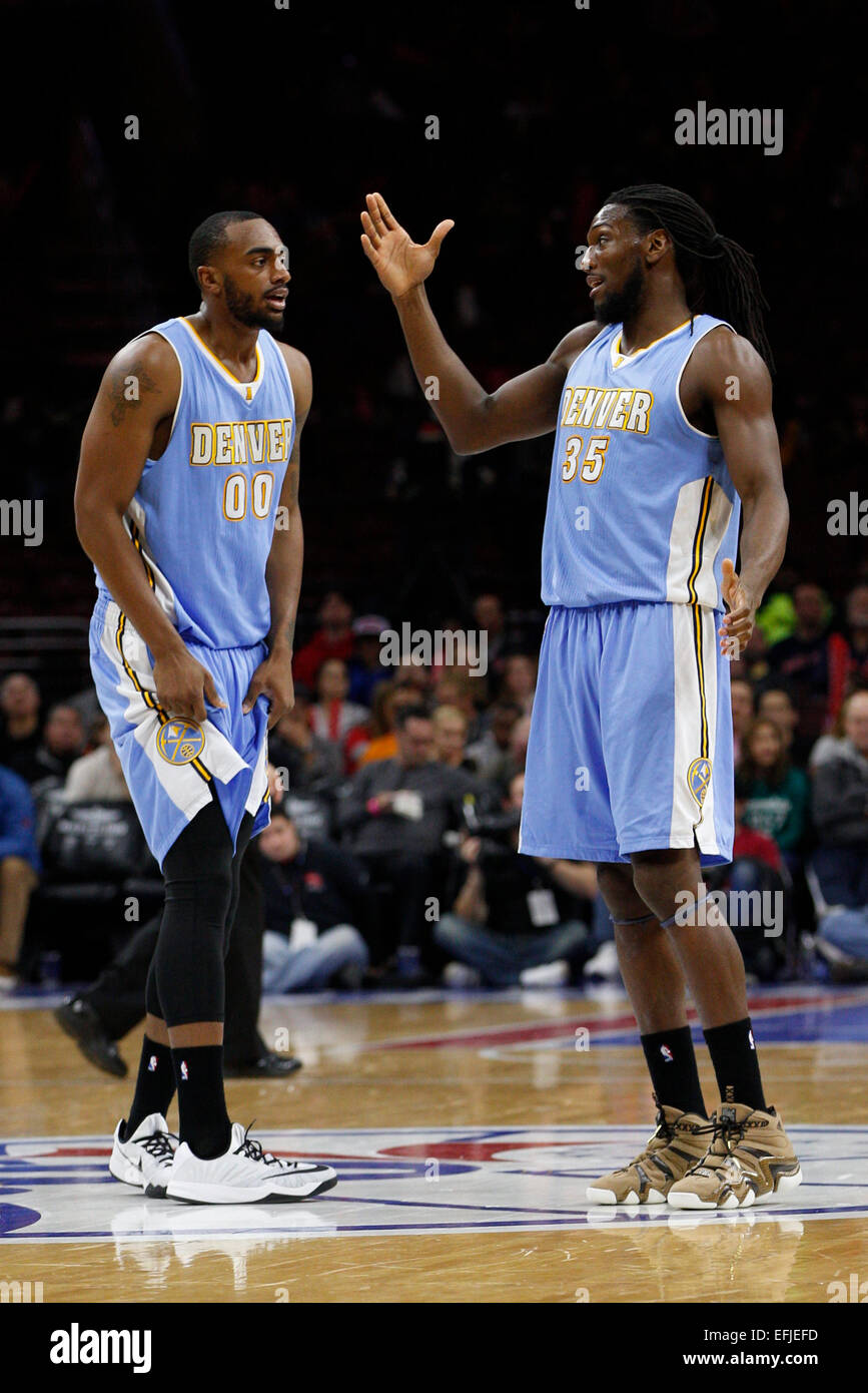 February 3, 2015: Denver Nuggets forward Kenneth Faried (35) talks with ...