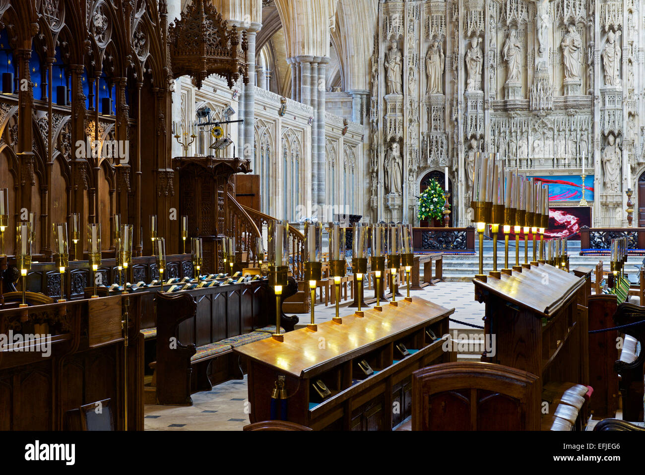 Choir stalls in Winchester Cathedral, Hampshire, England UK Stock Photo ...