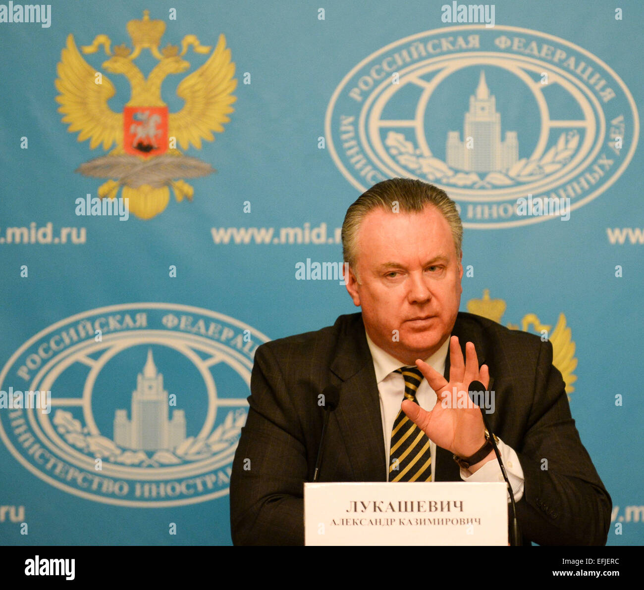 Moscow, Russia. 5th Feb, 2015. Russian Foreign Ministry spokesman ...