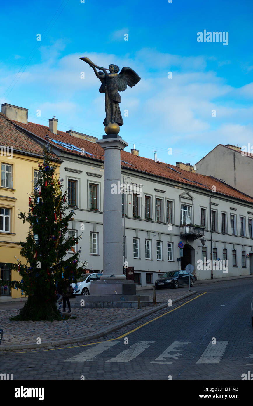 The Angel of Uzupis monument in artistic neighborhood of Vilnius ...