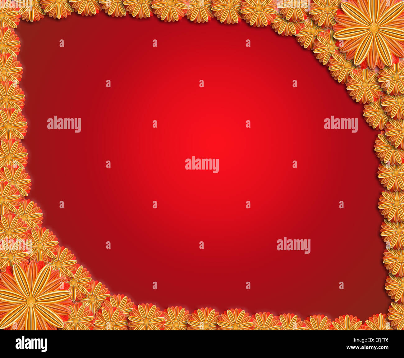 floral stylish frame from red and brown flowers. Trendy red card ...