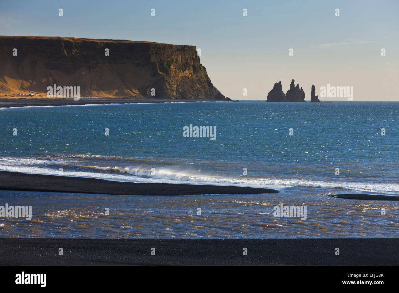 Reynisfjara beach, Reynisdrangar, Reynir, South Iceland, Iceland Stock ...