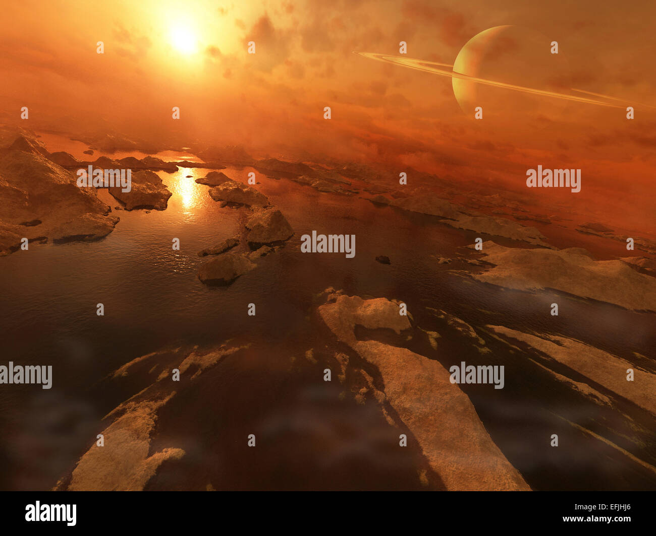 Titan boasts liquid hydrocarbon lakes at its north pole Stock Photo - Alamy