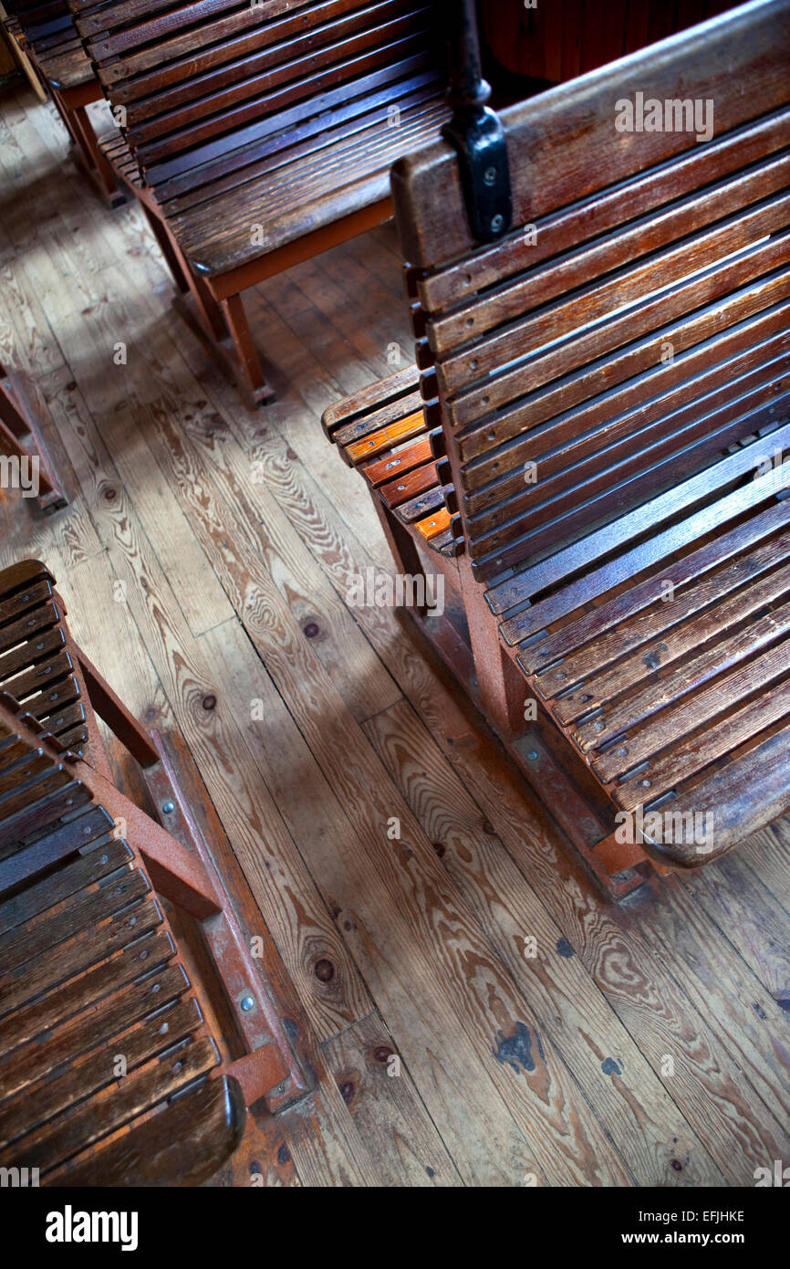 Old wooden train seat hi-res stock photography and images - Alamy