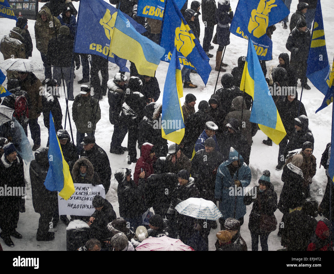Feb. 5, 2015 - Party ''Svoboda'' picketed the Verkhovna Rada, February ...