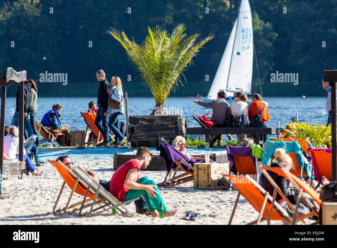 Seaside beach at Baldeneysee in Essen, former lido, 65000 sqm ...