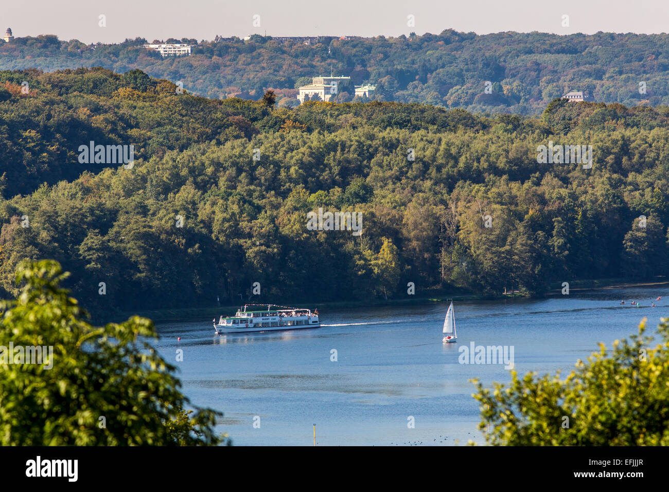 View over "Baldeneysee" lake, in fall, river Ruhr, Essen, Germany Stock ...